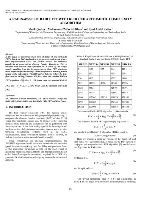 Pdf A Radix 48split Radix Fft With Reduced Arithmetic Complexity