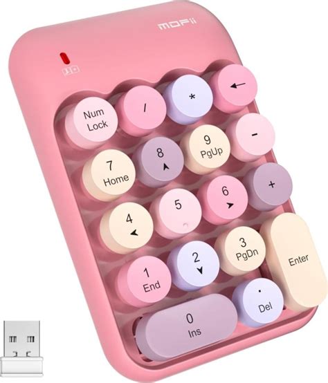 Mofii X910 Wireless Numeric Keypad Vintage Round Keycaps Pink Mixed
