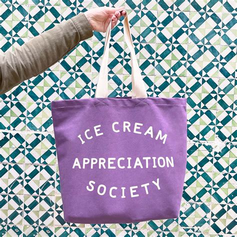 Ice Cream Appreciation Society Canvas Tote Bag Alphabet Bags