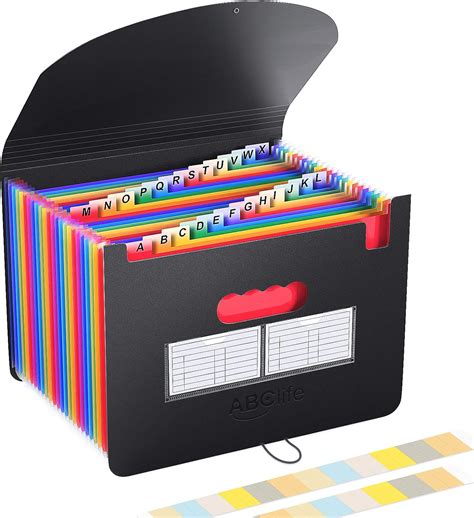Expanding File Folder ABC Life File Organizer Hanging File Folder With Colorful Labels Tabs