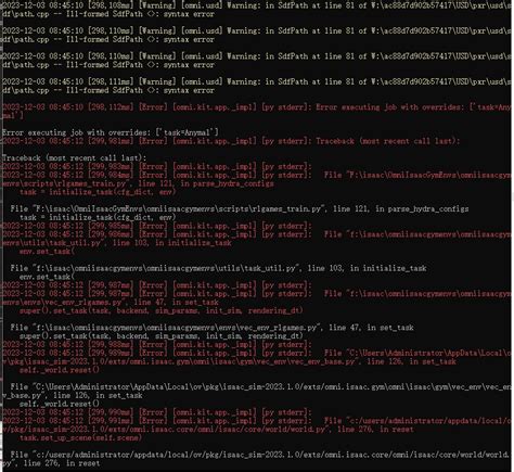 An Error Occurred While Running The Anymal Project In Reinforcement Learning Isaac Sim