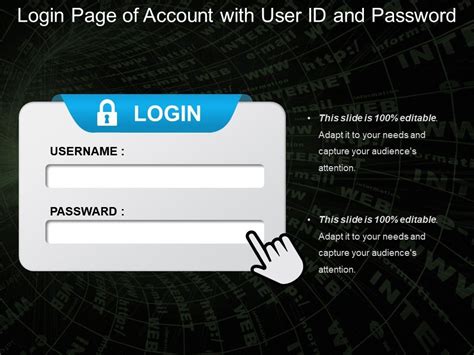 Login Page Of Account With User Id And Password Presentation Powerpoint Images Example Of