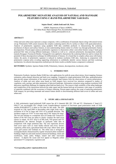 Pdf Polarimetric Signature Analysis Of Natural And Manmade Features Using C Band Polarimetric