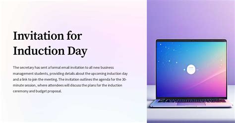 Invitation For Induction Day