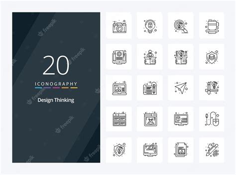 Premium Vector 20 Design Thinking Outline Icon For Presentation