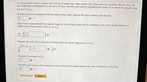 Solved A 06−kg Model Rocket Is Loaded With 085 Kg Of