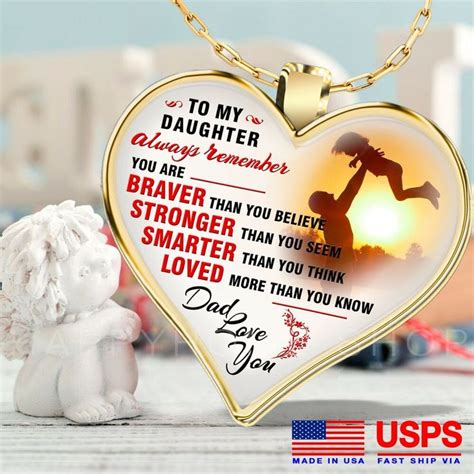 Heart Necklace T For Daughter From Father Always Remember Dad Loves