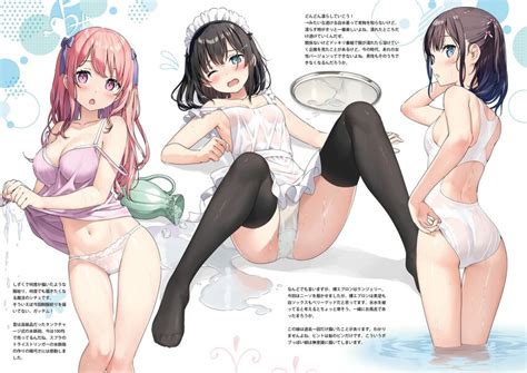 Kantoku Kurumi Kantoku Original Highres Girls Adjusting Clothes Adjusting Swimsuit