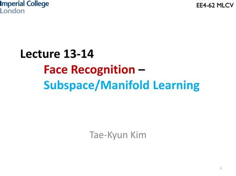 Ppt Lecture 13 14 Face Recognition Subspacemanifold Learning Powerpoint Presentation Id