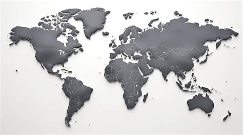 mapa mundial em escala de cinza sobre fundo branco foto premium
