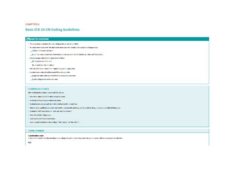 Chapter 6 Basic ICD 10 CM Coding Guidelines CHAPTER 6 Basic Coding Guidelines CHAPTER OVERVIEW