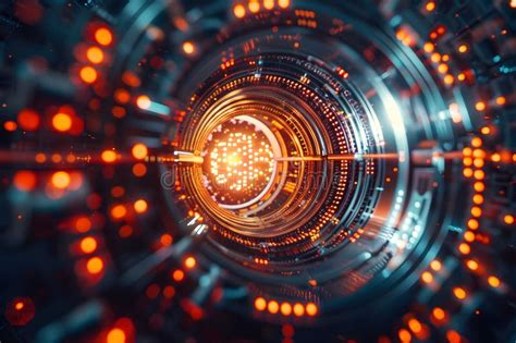 A Mesmerizing Closeup Of A Glowing Pulsating Quantum Computer Core Stock Illustration