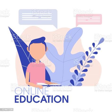 교육 아이 온라인 교사와 훈련 학생은 컴퓨터 스마트폰 또는 노트북을 사용하여 공부합니다 집에서 학교 훈련 플랫 벡터