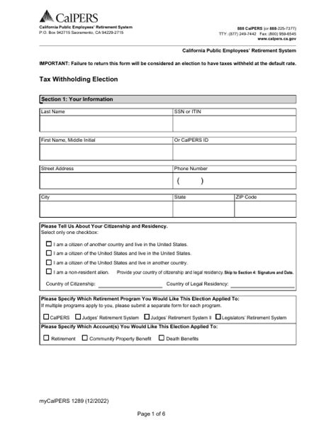 Form Mycalpers1289 Download Fillable Pdf Or Fill Online Tax