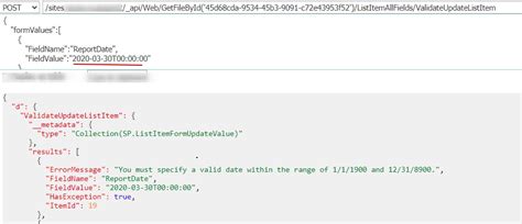 how to update a date attribute in sharepoint through the rest api in