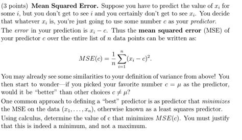 Solved Points A Least Squares Predictor Let The List Of Chegg