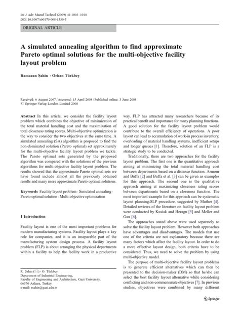 a simulated annealing algorithm to find approximate pareto optimal solutions for the multi