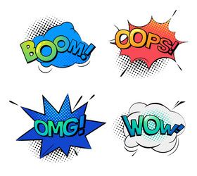 Comic speech bubbles - wow omg oops boom Vector Image