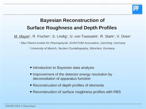 PPT Bayesian Reconstruction Of Surface Roughness And Depth Profiles DOKUMEN TIPS