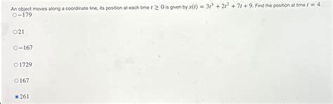 solved an object moves along a coordinate line its position