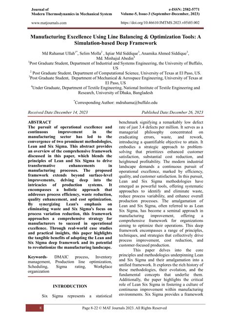 Pdf Manufacturing Excellence Using Line Balancing And Optimization Tools A Simulation Based