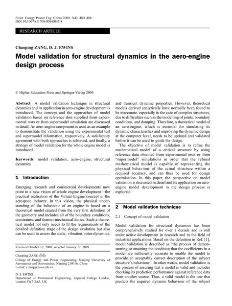 Pdf Model Validation For Structural Dynamics In The Aero Engine Design Process