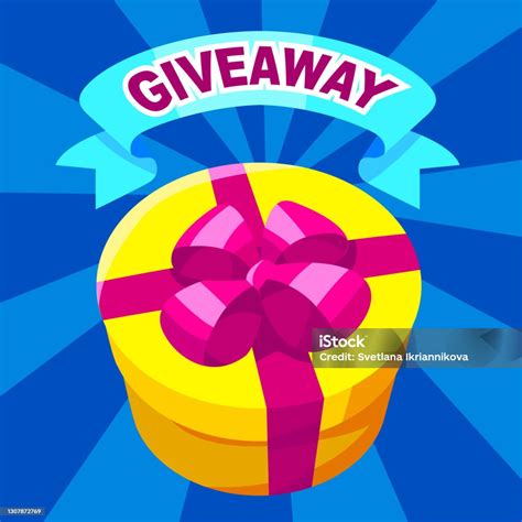 경품 당첨자 선물 리본 템플릿으로 포장 된 선물 상자를 무료로 제공합니다 경품 게시물 선물 우승자 보상 배너 퀴즈 포스터 홍보 방법 소셜 미디어 벡터광고 거리에 대한 스톡