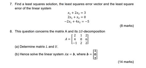 solved find a least squares solution the least squares
