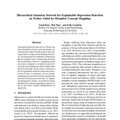 Hierarchical Attention Network For Explainable Depression Detection On Twitter Aided By Metaphor