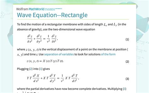 Wave Equation Rectangle From Wolfram Mathworld