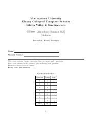 CS5800 Algorithms Midterm Study Guide Course Hero