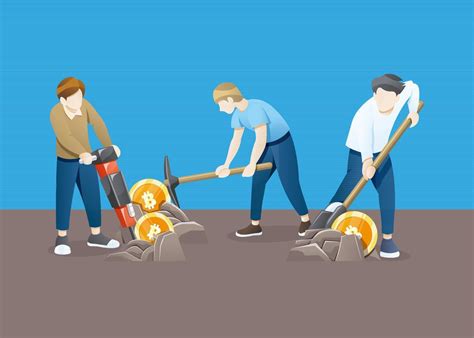 Vector Illustration Bitcoin Mining Concept 6901939 Vector Art At Vecteezy