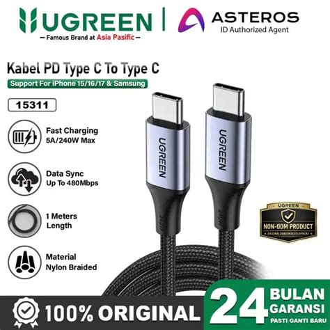 Jual Ugreen Kabel Type C To Type C Fast Charging 240w Nylon Braided Di
