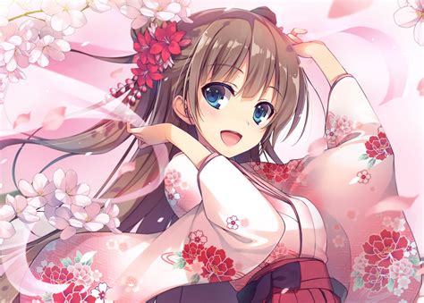 Anime Girls Kimono Traditional Clothing Original Char