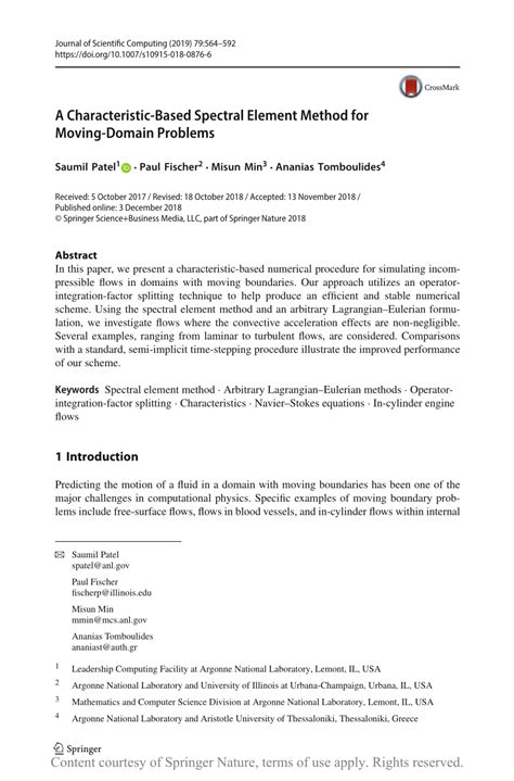 A Characteristic Based Spectral Element Method For Moving Domain Problems Request Pdf