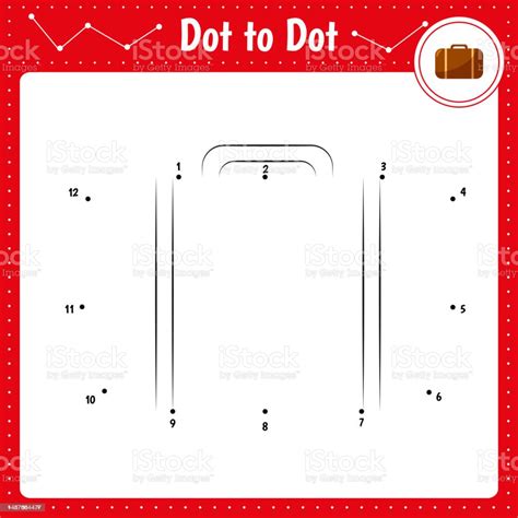 점들을 연결하십시오 Luggagedot To Dot 교육용 게임 미취학 아동을 위한 색칠하기 책 활동 워크시트 벡터 그림입니다 0명에 대한 스톡 벡터 아트 및 기타 이미지