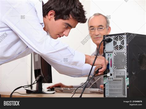 Man Fixing Computer Image Photo Free Trial Bigstock