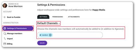 Set Default Channels Pumble Help