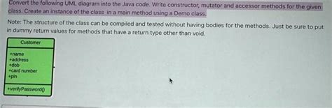 Solved Convert The Following UML Diagram Into The Java Code Chegg