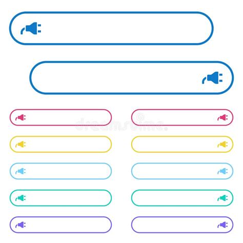 power plug icons in rounded color menu buttons stock vector