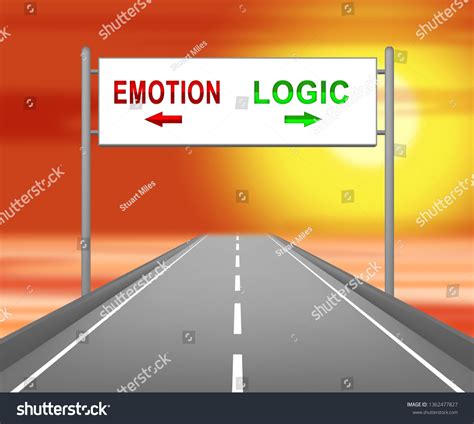 Emotion Vs Logic Sign Depicts Logical Stok İllüstrasyon 1362477827