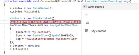 C Creating A Control That Inherits Navigationview From Code Throws