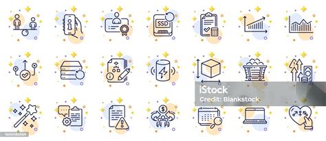 Outline Set Of Calendar Accounting Checklist And Charge Battery Line Icons For Web App Pictogram