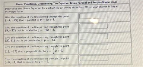Solved Linear Functions Determining The Equation Given