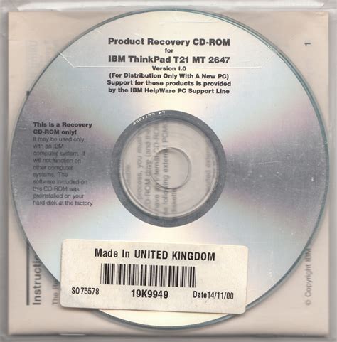 Ibm Thinkpad T21 Recovery Cds Windows 2000 And Windows Nt 40 Uk