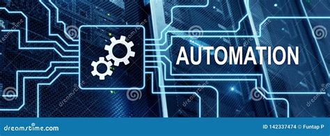 Automation Productivity Increase Concept Technology Process On A Server Room Background Web