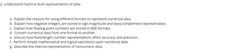 Solved Understand Machine Level Representation Of Dataa