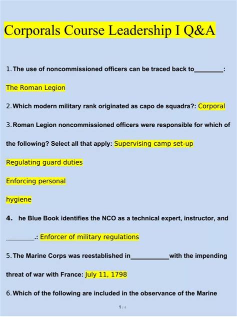 Corporals Course Leadership I Test 2024 Questions And Answers 2024