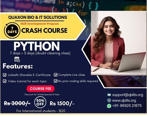 7 Day Crash Course On Programming In Python Quaxon Bio And It Solutions