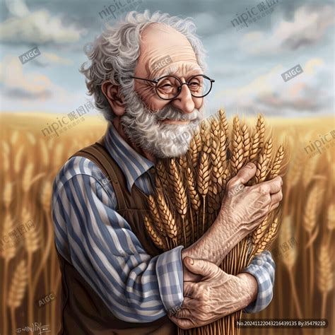 Ai创作图抱麦穗的人 小龙农夫拿麦穗头像 抱麦子的人 抱麦穗的农民秋收 老农头像 老农插画 收麦子的老人 抱着稻穗的老人 科学家农学家 抱着麦子的农民 农民庄稼插画 农民小麦 粮食画 种田老人